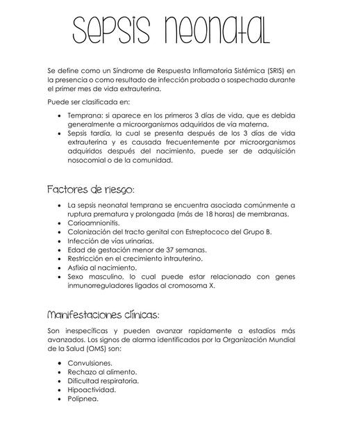 Sepsis neonatal | Katy González | uDocz