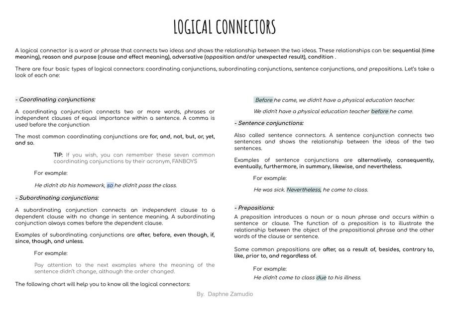 Logical Connectors | Daphne Reyes | uDocz