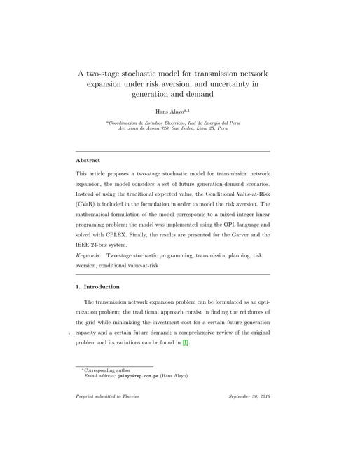 A two-stage stochastic model for transmission network expansion under ...