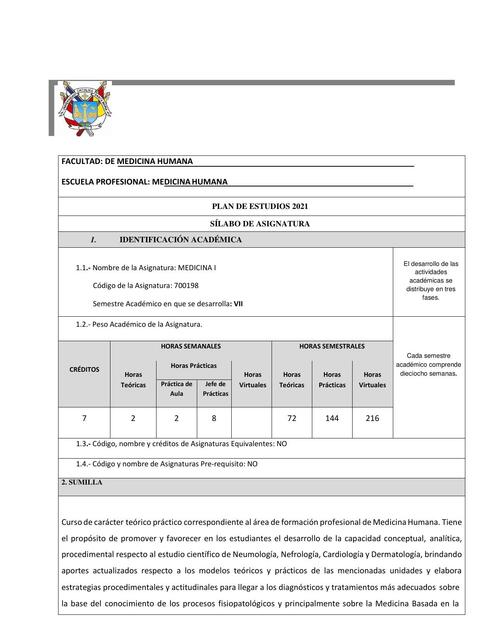 Sílabo Medicina | Mila Nisekoi | uDocz