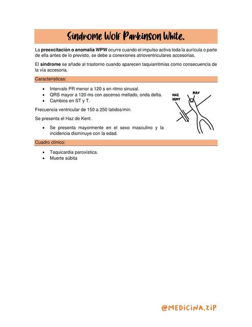 Flashcards de Síndrome Wolf Parkinson White | Por Medicina.zip | uDocz