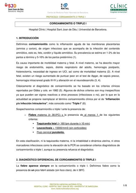 Resúmenes de Corioamnionitis | Descarga apuntes de Corioamnionitis