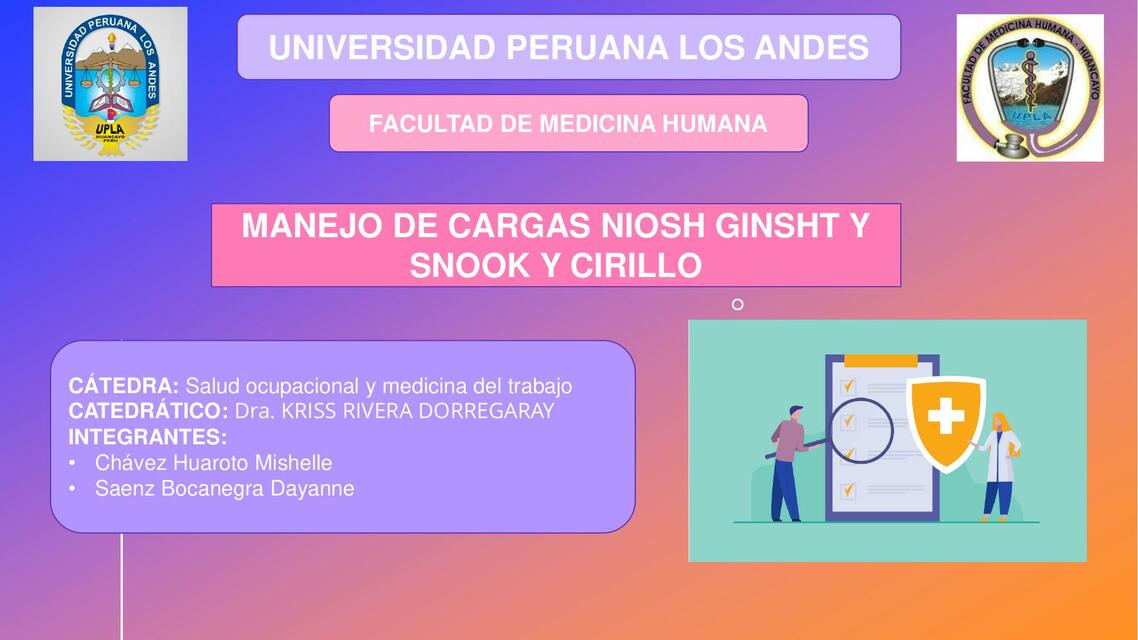 Manejo de Cargas Niosh Ginsht y Snook y Cirillo | Mishelle Chavez | uDocz