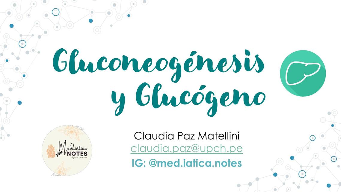 Gluconeogénesis y glucógeno | CLAUDIA MERCEDES PAZ MATELLINI | uDocz