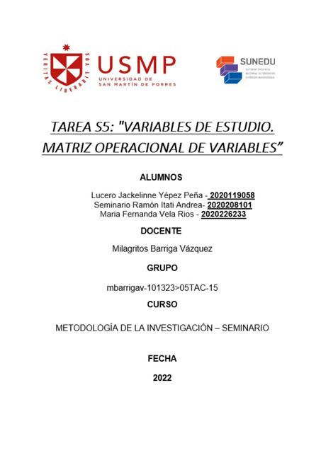 Variables de Estudio. Matriz Operacional de Variables | Mar Vel | uDocz