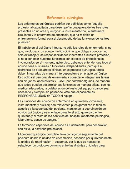 Enfermeria quirúrgica | GS | uDocz