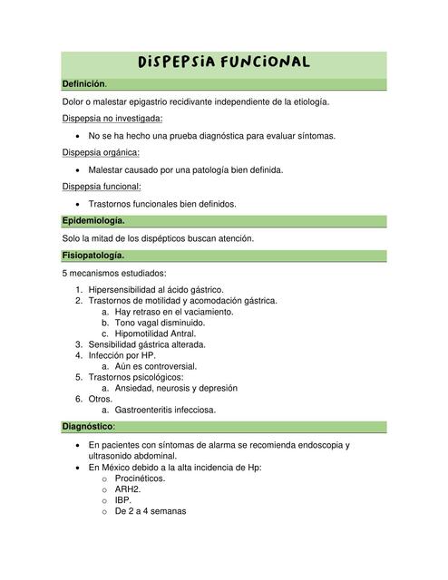 Dispepsia funcional | Medicina.zip | uDocz