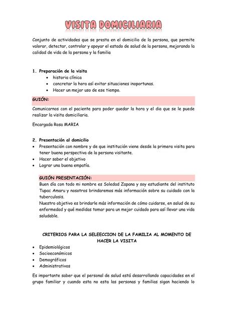 Visita Domiciliaria | Mery Valdivia | uDocz