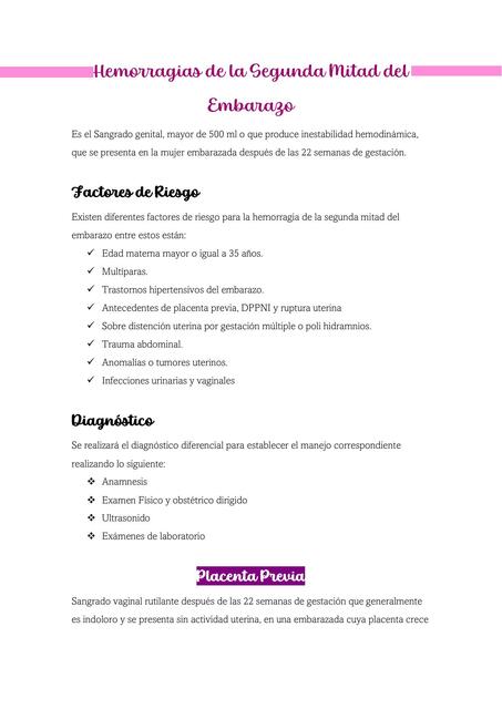 Hemorragias De La Segunda Mitad Del Embarazo Maryi Alvarado Udocz