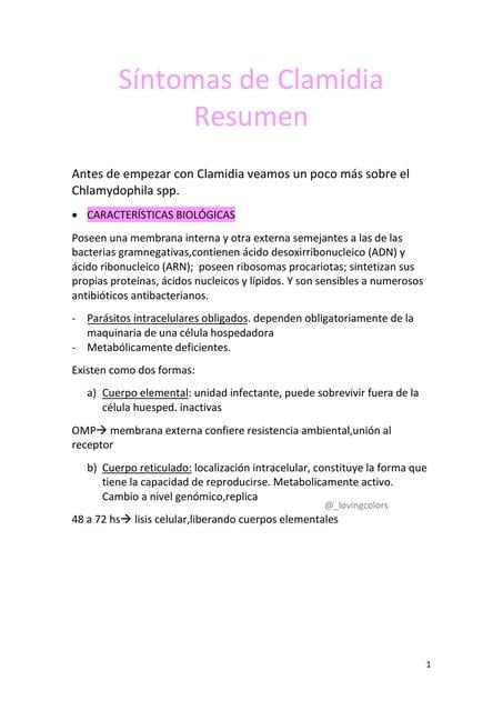 Síntomas de Clamidia - Resumen | uDocz | uDocz