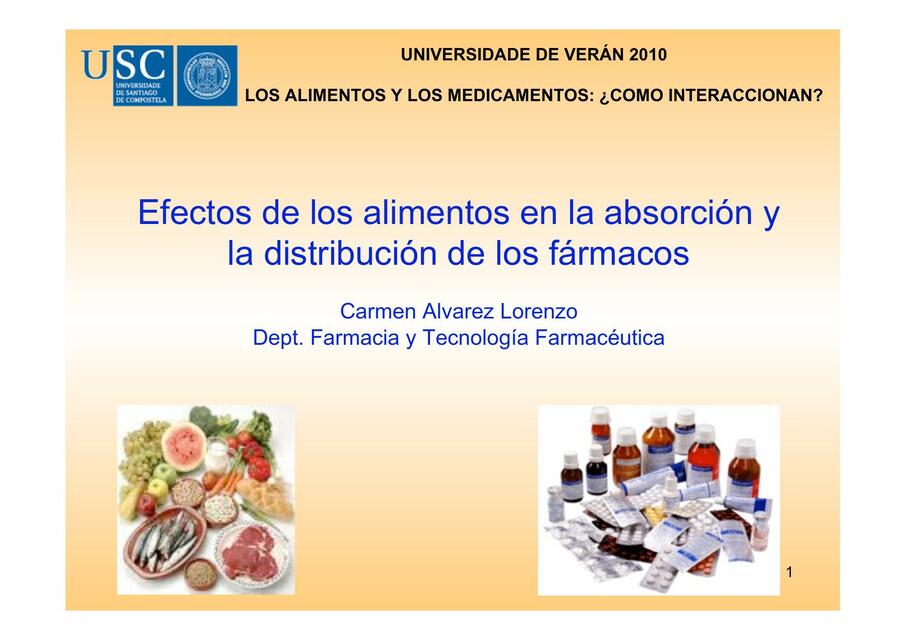 Efectos de los Alimentos en la Absorción y la Distribución de los ...