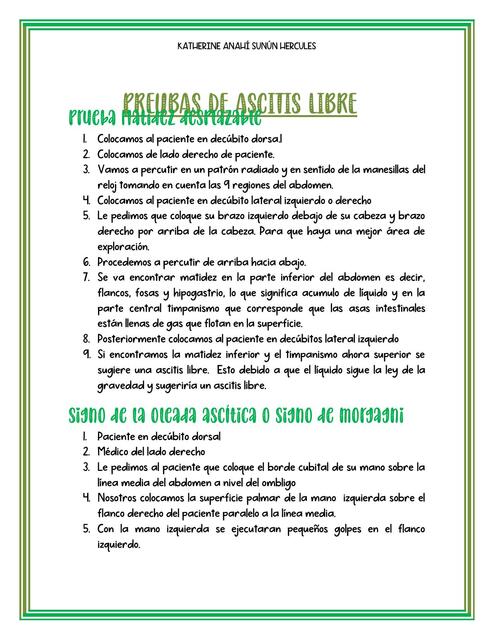 Pruebas de ascitis libre | KATHERINE ANAHI SUNUN HERCULES | uDocz