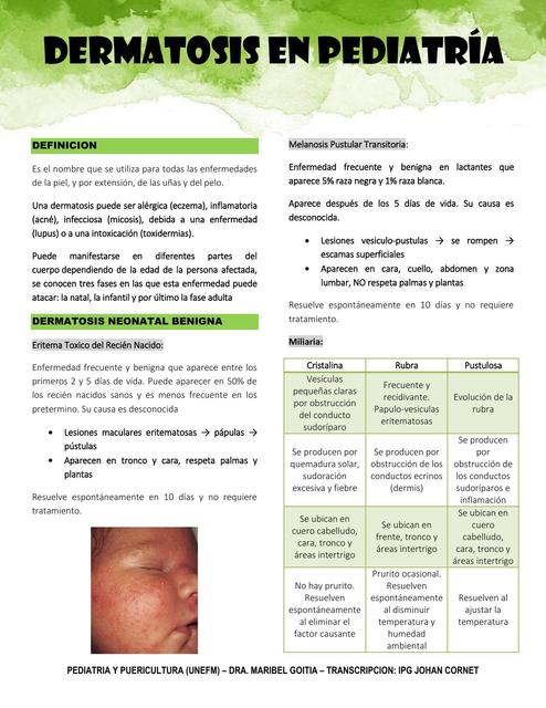 Dermatosis | JOHAN JOSE CORNET SIBADA | uDocz
