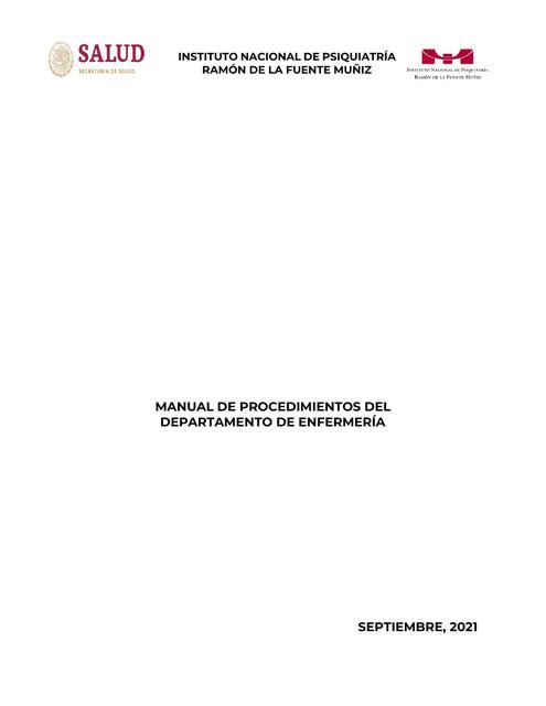 Manual De Procedimientos Del Departamento De Enfermería Medicina Y