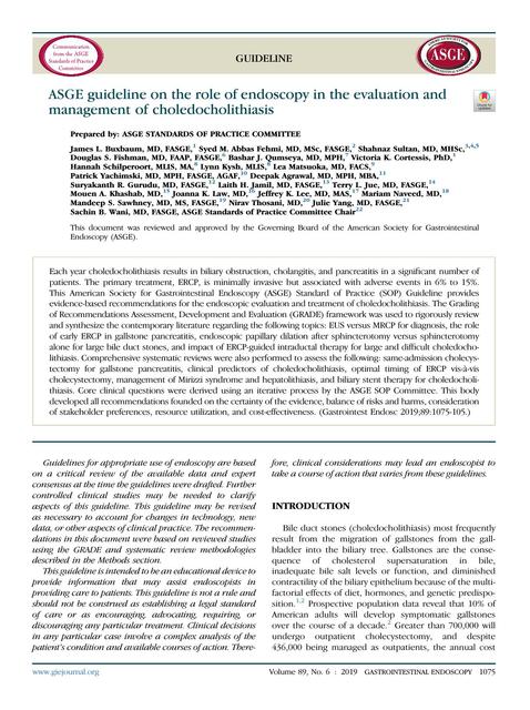 Asge Guideline on the role of Endoscopy in the Evaluation and ...