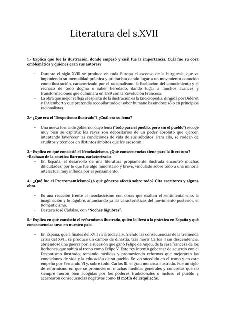 Literatura del s.XVII | Maissae | uDocz