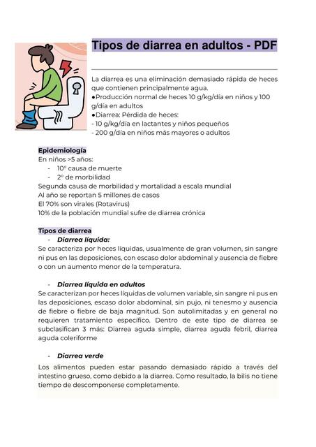 Tipos de diarrea en adultos - PDF | Angela Dominguez | uDocz