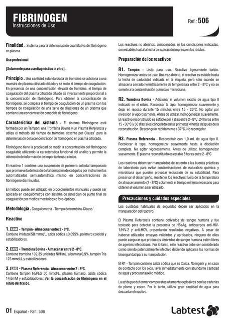 Fibrinogen Instrucciones de uso | DocsCiencia | uDocz