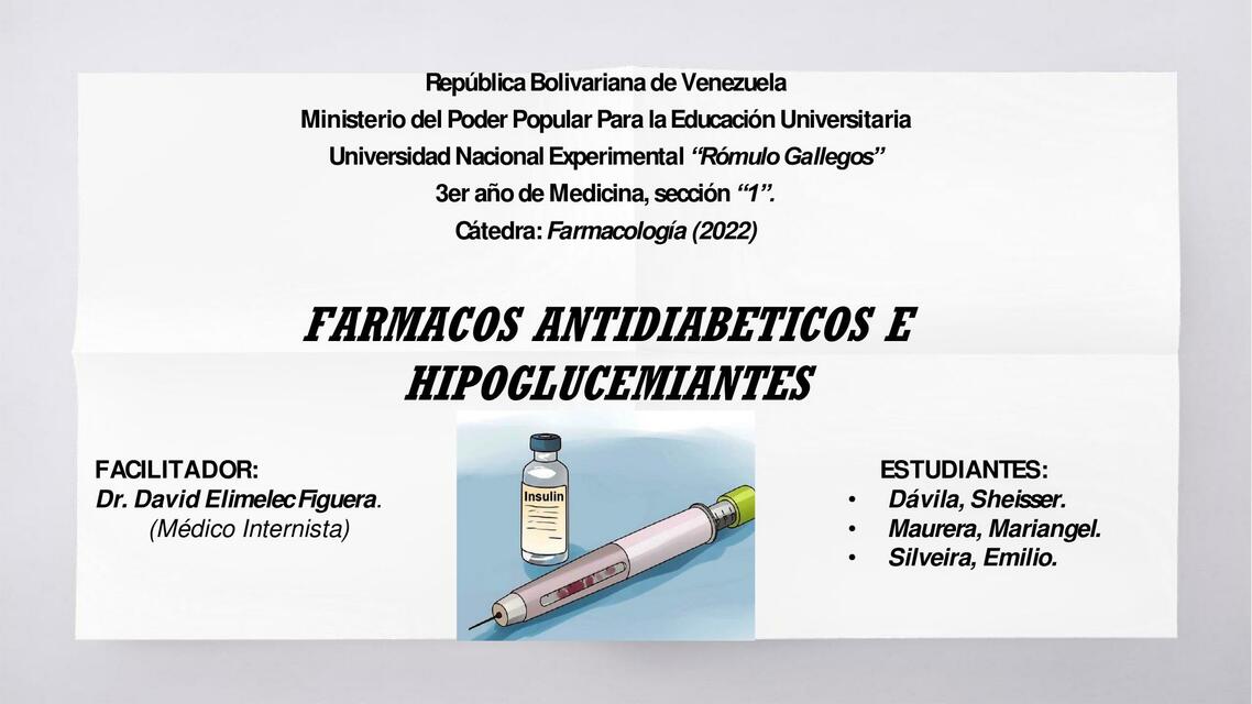 Fármacos antidiabéticos e hipoglucemicos