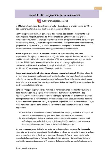 Capítulo 42 Guyton & Hall: Regulación de la respiración | futuramedica encolores | uDocz