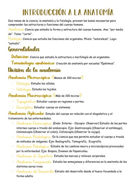 Introducción a la Anatomía | uDocz