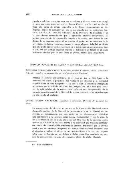 Indalia Ponzetti de Balbín c/ Editorial Atlantida SA s/daños y ...