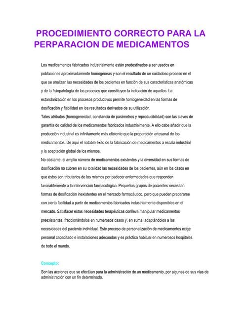 Procedimiento Correcto para la Preparación de Medicamentos | Nanda ...