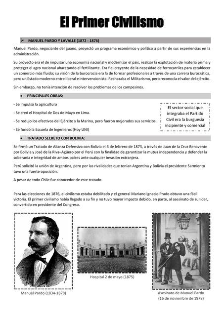 El Primer Civilismo Perú | Milagros Cotrina | uDocz