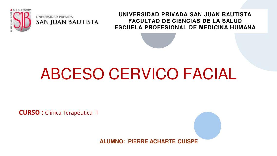 Flashcards de Absceso cérvico facial | Por Pierre Acharte | uDocz