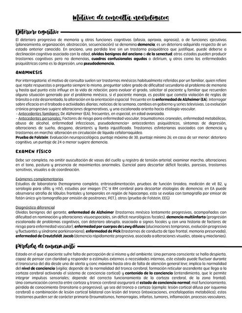 Motivos de consulta- Semiología Sistema Nervioso | Ana Paula Gon | uDocz Motivos de consulta- Semiología Sistema Nervioso | Ana Paula Gon | uDocz