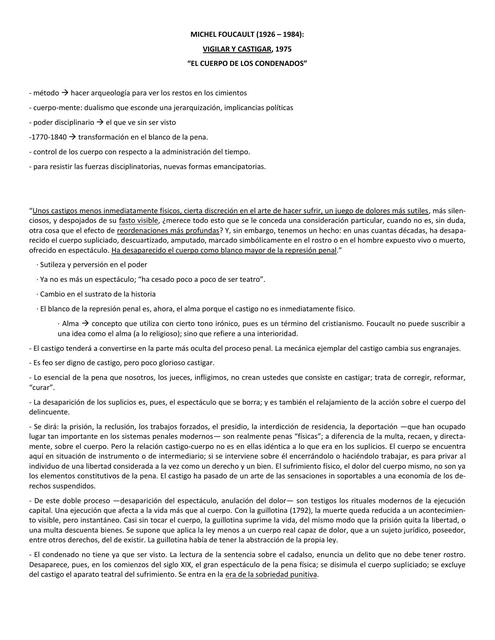 "EL CUERPO DE LOS CONDENADOS", Michel Foucault | Todo de Comunicación Social UBA | uDocz
