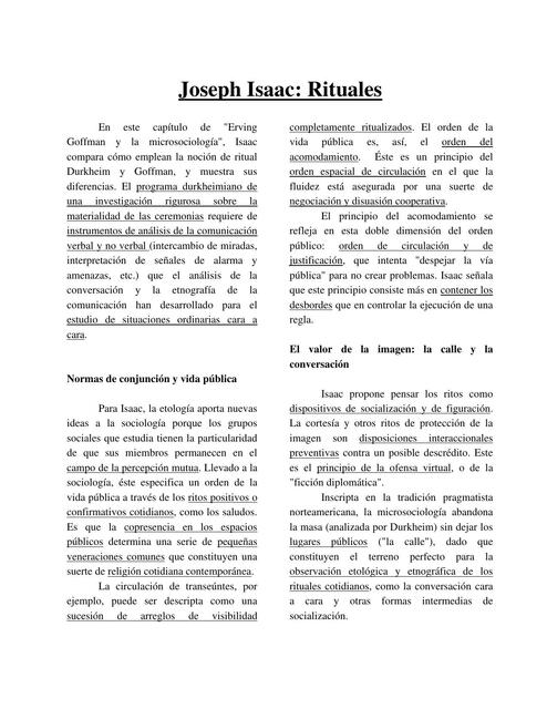 Joseph Isaac: Rituales | Todo de Comunicación Social UBA | uDocz