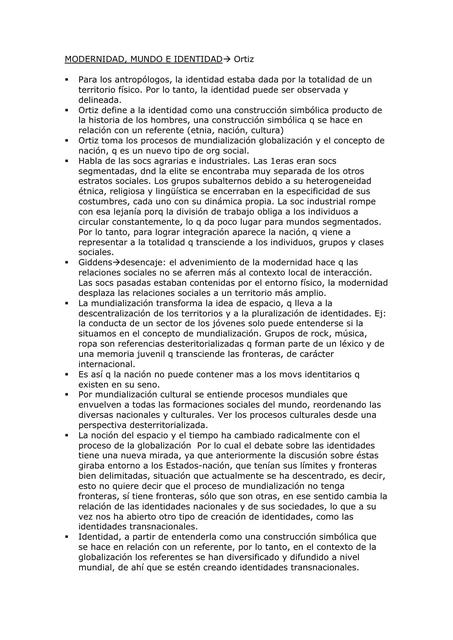 Modernidad, mundo e identidad | Todo de Comunicación Social UBA | uDocz