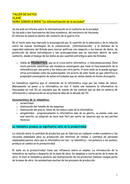 La informatización de la sociedad | Todo de Comunicación Social UBA | uDocz