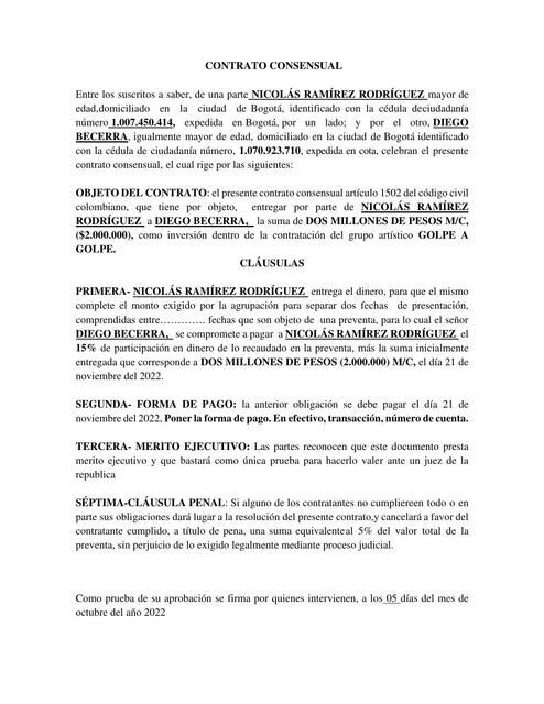 Contrato consensual 1 | Ana Julieth Velásquez | uDocz