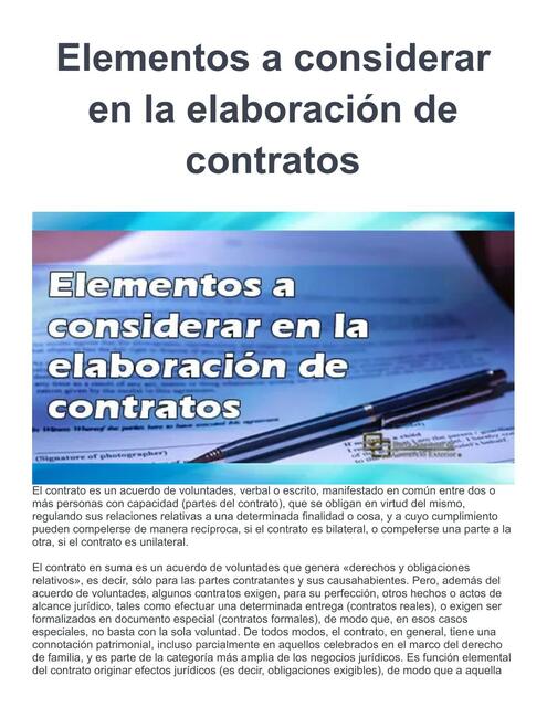Elementos a considerar en la elaboración del contrato | cartasyformatos ...