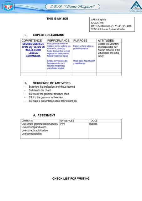 Flashcards de 3 Bim 5 AV 4to THIS IS MY JOB RESUELTO | Por KELTTY ...