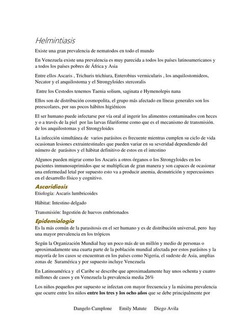 Helmintiasis | Morelia Centeno | uDocz