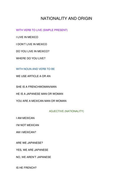 NATIONALITY AND ORIGIN | LEonel Rico | uDocz