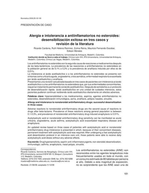 Aines no selectivos: Alergia e intolerancia a antiinflamatorios no esteroides | DocsFarmacologia ...