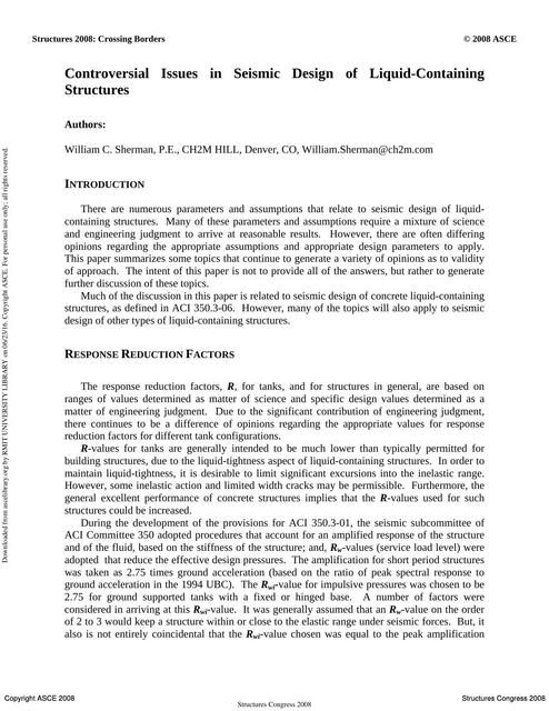Controversial Issues in Seismic Design of Liquid Containing Structures ...
