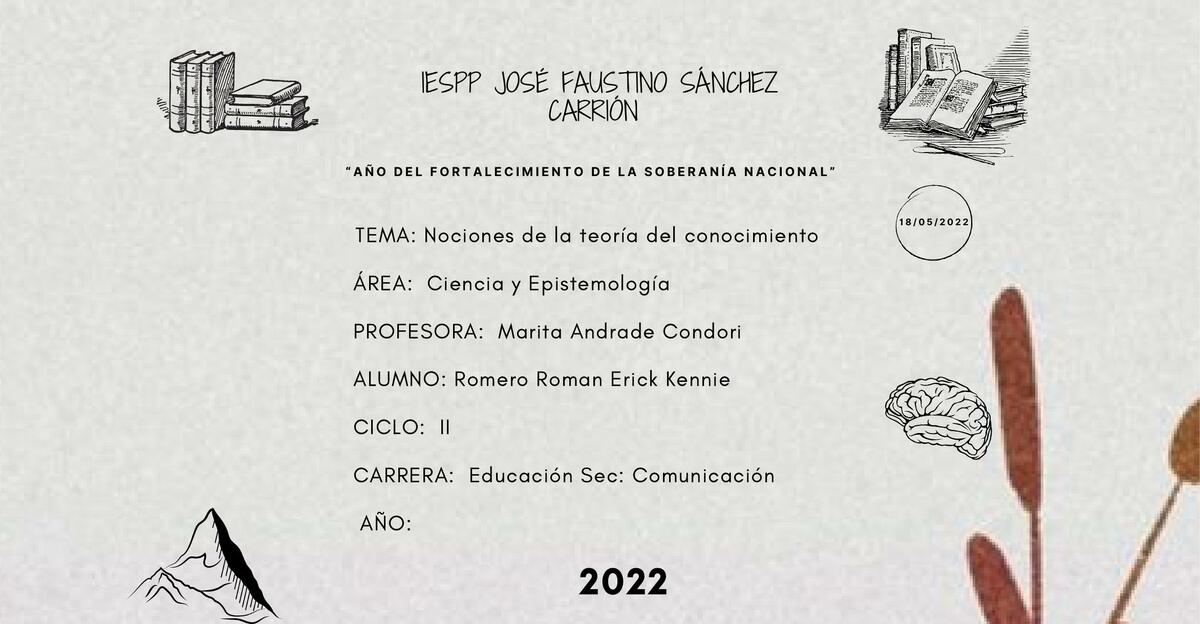 Nociones De La Teoría Del Conocimiento Udocz