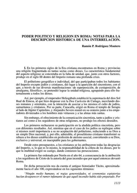 Poder Político y Religión en Roma | Historia mundial y geografía | uDocz