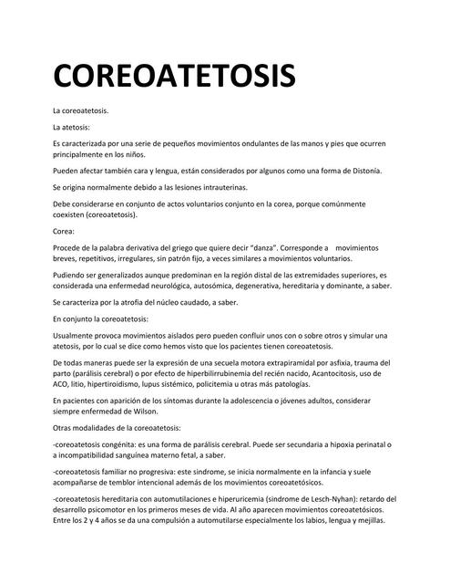 Coreoateosis | Medicina y Farmacia | uDocz