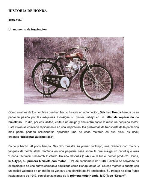 Historia de la Marca de Coches Honda | Historia mundial y geografía | uDocz