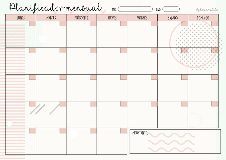 Planificador mensual | Glomerulito | uDocz
