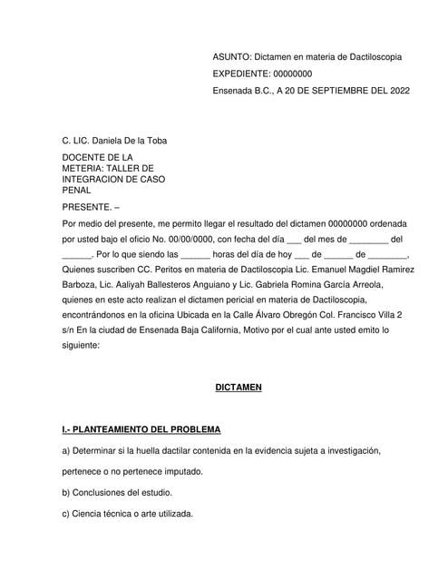 Dictamen Dactiloscopia | Emanuel Magdiel | uDocz