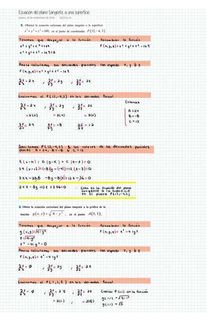 Ecuación del plano tangente a una superficie | Apuntes con cremosito el ...