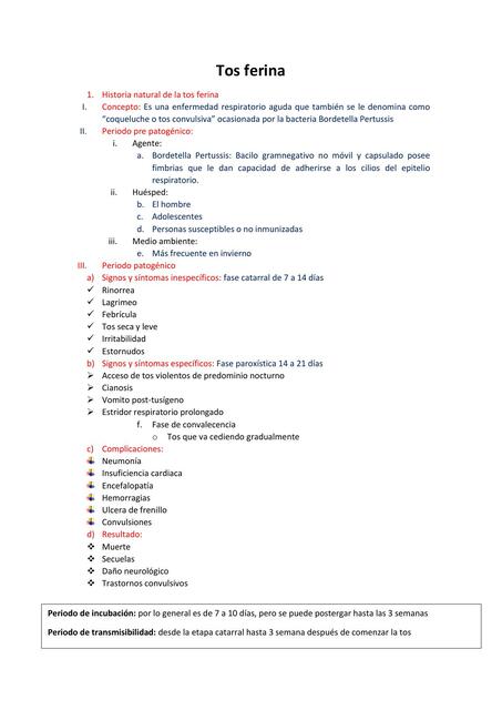 Tos Ferina | Solangela Alarcon | uDocz