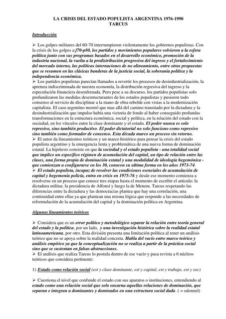 TARCUS - Crisis del estado populista Argentina | Todo de Comunicación ...